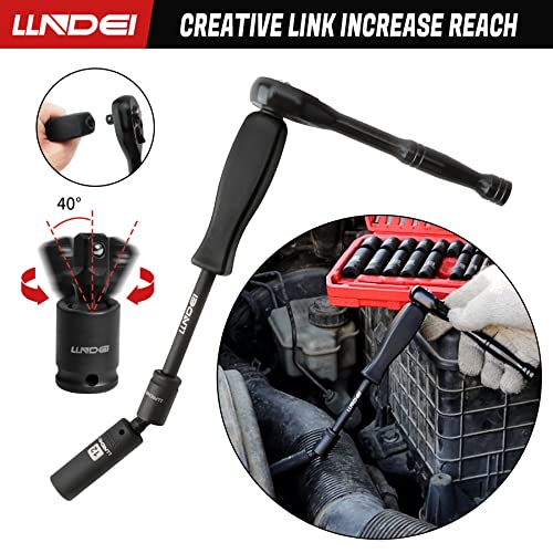 LLNDEI 1/4" Drive Socket Wrench Set, 1/4-Inch Impact Socket Set Metric(4-15mm) Deep and Shallow 6 Point, CR-V, 63PCS with 72T Ratchet Wrench Handle for Household&Automotive Repairing