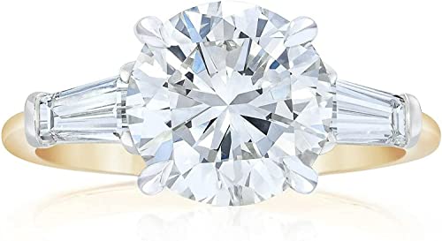 Dazzle Touch 2.50 Carat Round Cut D/VVS1 Diamond Three Stone Ladies Engagement Wedding Ring In 14K Two-Tone Gold Finish (14)