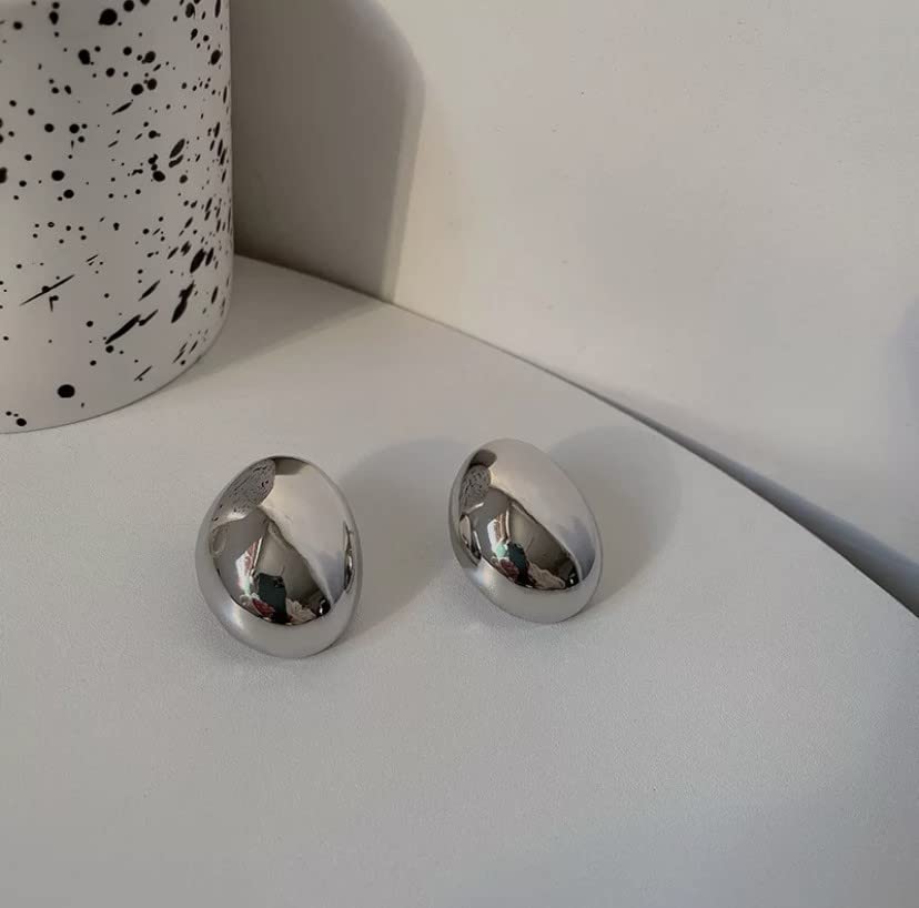 Gold & Silver Plated Statement Trendy Style Oversize Earrings (Silver)