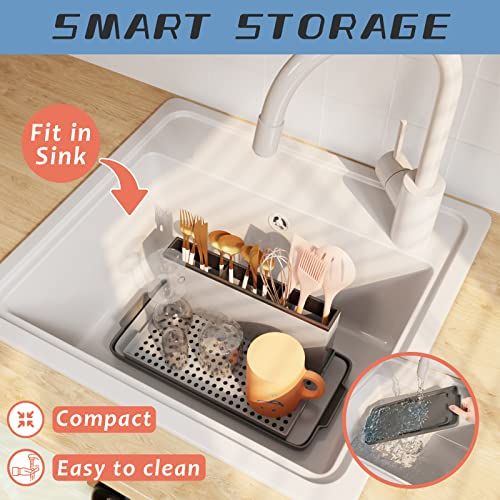 Midyb Dual Part Dish Drying Rack for Kitchen, Multifunctional Draining Rack Holder with Drainboard, Tableware Bowl Saucer Storage System, Household Dish Drainer for Countertop