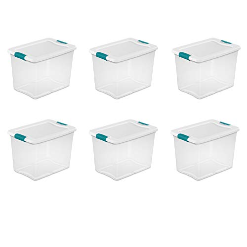 Sterilite 25 Qt./24 L Latching Box Clears, Quart, White, 6 Piece & 15 Qt./14 L Latching Box Clears, Quart, White, 12 Piece