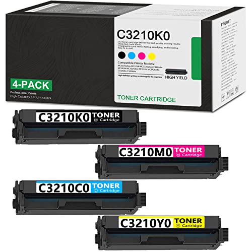 LVE C3210K0 C3210C0 C3210M0 C3210Y0 Toner Cartridge Replacement for Lexmark Toner MC3426i MC3326i C3224dw MC3426adw MC3224dwe MC3224adwe MC3326adwe C3326dw C3426dw Printer, 4 Pack (1BK+1C+1M+1Y)
