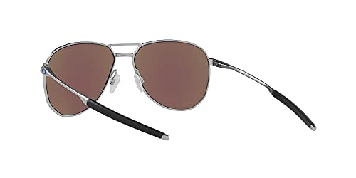 Oakley Men's OO4147 Contrail Aviator Sunglasses, Satin Chrome/Prizm Sapphire, 57 mm