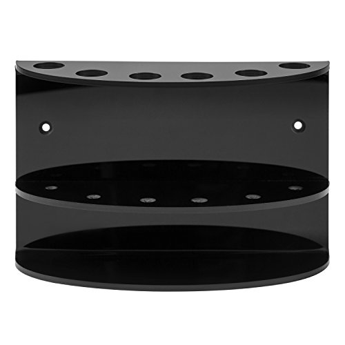 MyGift Whiteboard Supply Storage, 6-Slot Black Acrylic Dry Erase Marker and Eraser Holder, 2-Tier Wall Mounted Office Accessories Organizer Storage Rack
