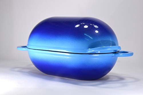 LoafNest: Incredibly Easy Artisan Bread Kit. Cast Iron Dutch Oven [Blue Gradient] and Perforated Non-Stick Silicone Liner.