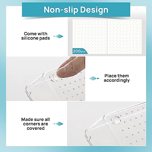 Vtopmart 44 PCS Clear Plastic Drawer Organizers Set, 4-Size Versatile Bathroom and Vanity Drawer Organizer Trays, Non-Slip Storage Containers for Makeup, Jewelries, Bedroom,Kitchen Utensils and Office