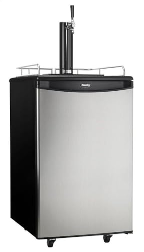 Danby DKC054A1BSLDB 5.4 Cu.Ft. Kegerator, Auto Defrost and Mechanical Thermostat, Keg Cooler with Scratch-Resistant Worktop and Reversible Door Hinge, Single Tap, Steel