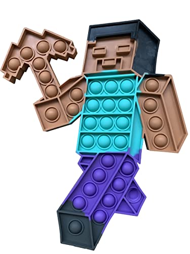 Push Minecraft Big Jumbo pop Bubble Fidget Toy, Giant Large Huge Square Stress Reliever Silicone Toy for Kids and Adults