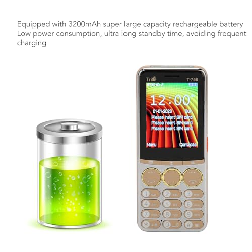 CUTULAMO 2G Big Button Cell Phone, 2.0 T 758 2G Unlocked Cell Phone Multiple Functions for Seniors (US Plug)