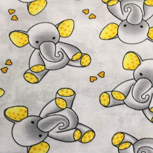 Sleepytime Elephants Gray Anti-Pill Premium No-Sew Throw Fleece Fabric Kit (50x60)