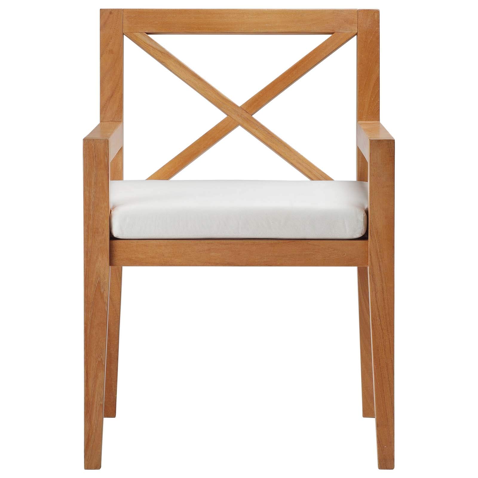 Modway EEI-3427-NAT-WHI Northlake Outdoor Patio Premium Grade A Teak Sofa Couch With Sunproof Cushions, Natural White