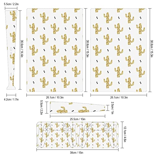 Golden Cactuses Full Protective Skin Cover Design Wrap Decal Sticker Compatible with PS5 Digital Edition Console and Controller