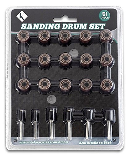 Katzco 51 Piece Drum Kit - 45 Sanding Bands, 6 Mandrills - Fits Any Drill - for Rotary Tools, Die Grinder, Power Drills, Carpenters, Woodworking, Paint, Sanding Surfaces and Finishing Jobs