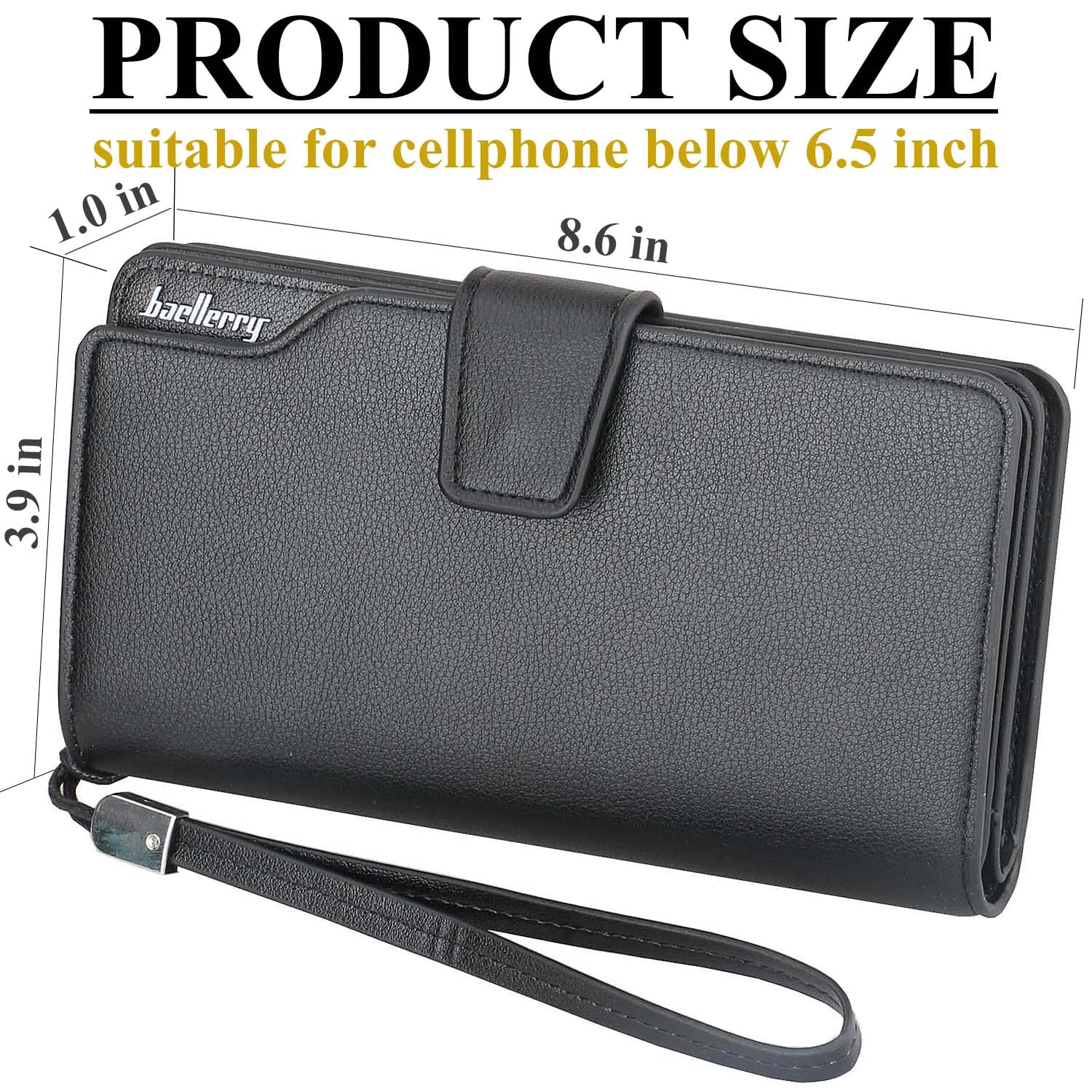 Wallets for Women Men's Clutch Wallet Large Capacity Leather Purse Business Credit Card Holder (1-Black)