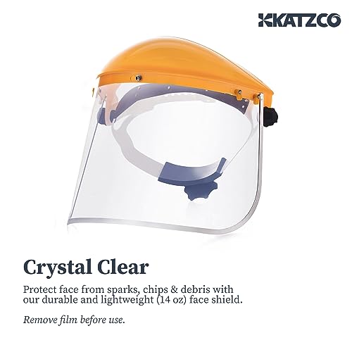 Katzco Clear Full Face Shield Visor Mask β Face And Head Coverage- Ideal For Automotive, Construction, General Manufacturing, Mining, Oil/Gas Uses