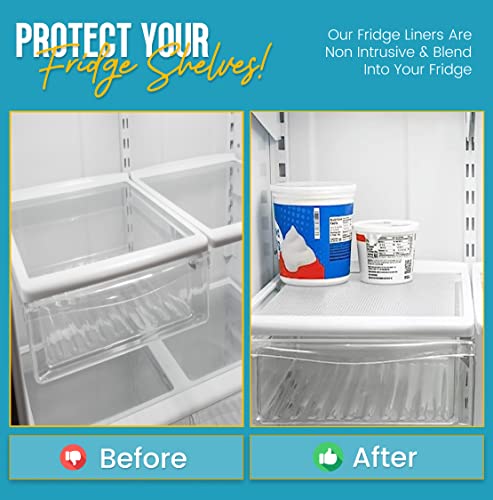 Refrigerator Liners for Shelves by Linda’s Essentials - Refrigerator Shelf Liners for Glass Shelves Protects Against Spills - Multi-Use Shelf, Drawer and Fridge Liners - BPA Free Clear