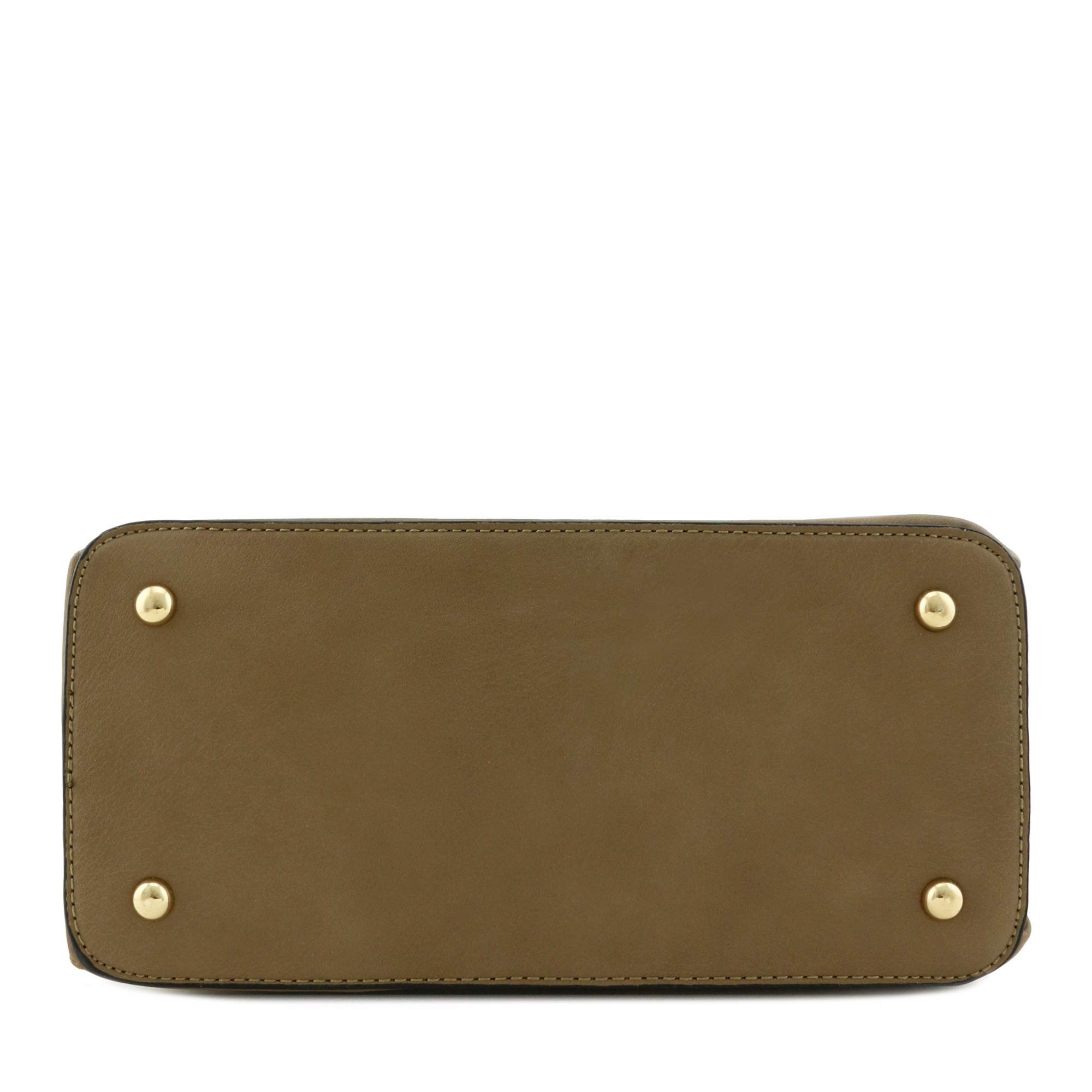 Classic Double Zip Top Handle Dome Satchel Bag (Taupe)