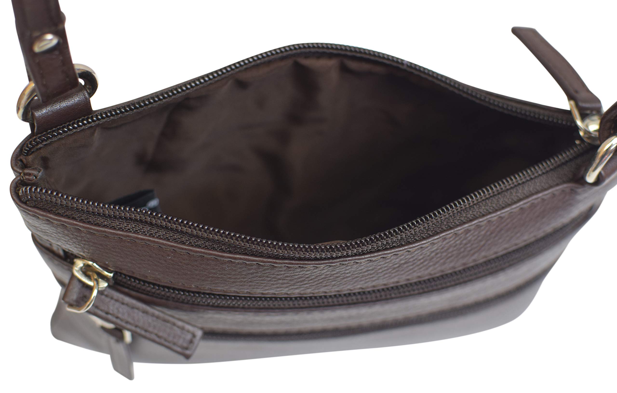 Swiss Marshall Womens Genuine Leather Small Crossbody Shoulder Designer Bag and Ladies Purse (Brown)