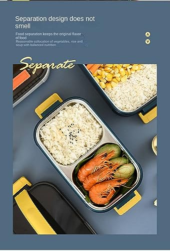 KAYNO Bento Boxes for Adults, 304 Stainless Steel Bento Lunch Box, Modern 2Layer Insulated Bento Box, 2 Compartment Leakproof Lunch Container Portable Food Storage Containers for Women Men