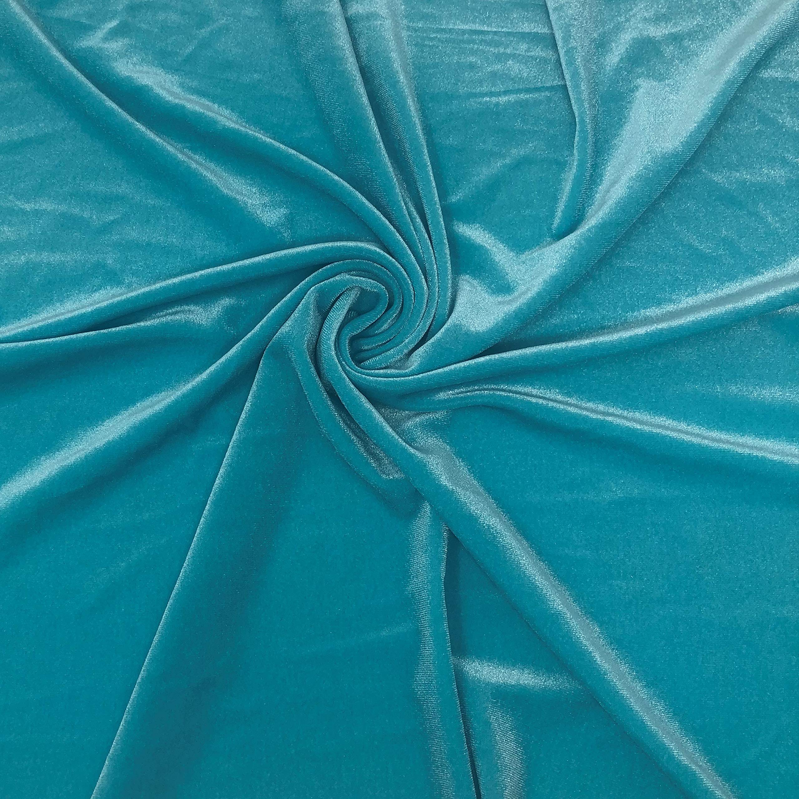 Stretch Velvet Solid by Elotex International Fabric (Turquoise Aqua)