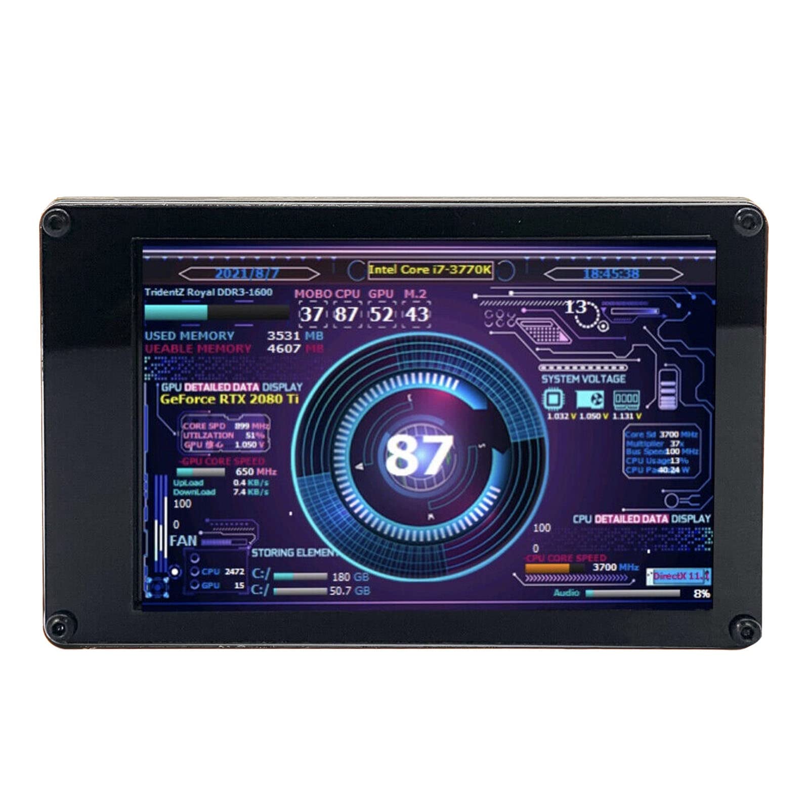 Heayzoki 3.5in Computer Temp Monitor, USB Mini Screen for AIDA64 PC CPU Sensor Panel Display,Computer Temp Monitor for Raspberry for Linux for Windows