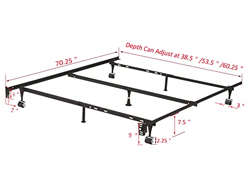 KB Designs – 7 Leg Adjustable Metal Bed Frame with Center Support Legs, Queen/Full/Full XL/Twin/Twin XL Beds & 7 Leg Heavy Duty Metal Queen Size Bed Frame with Center Support Legs