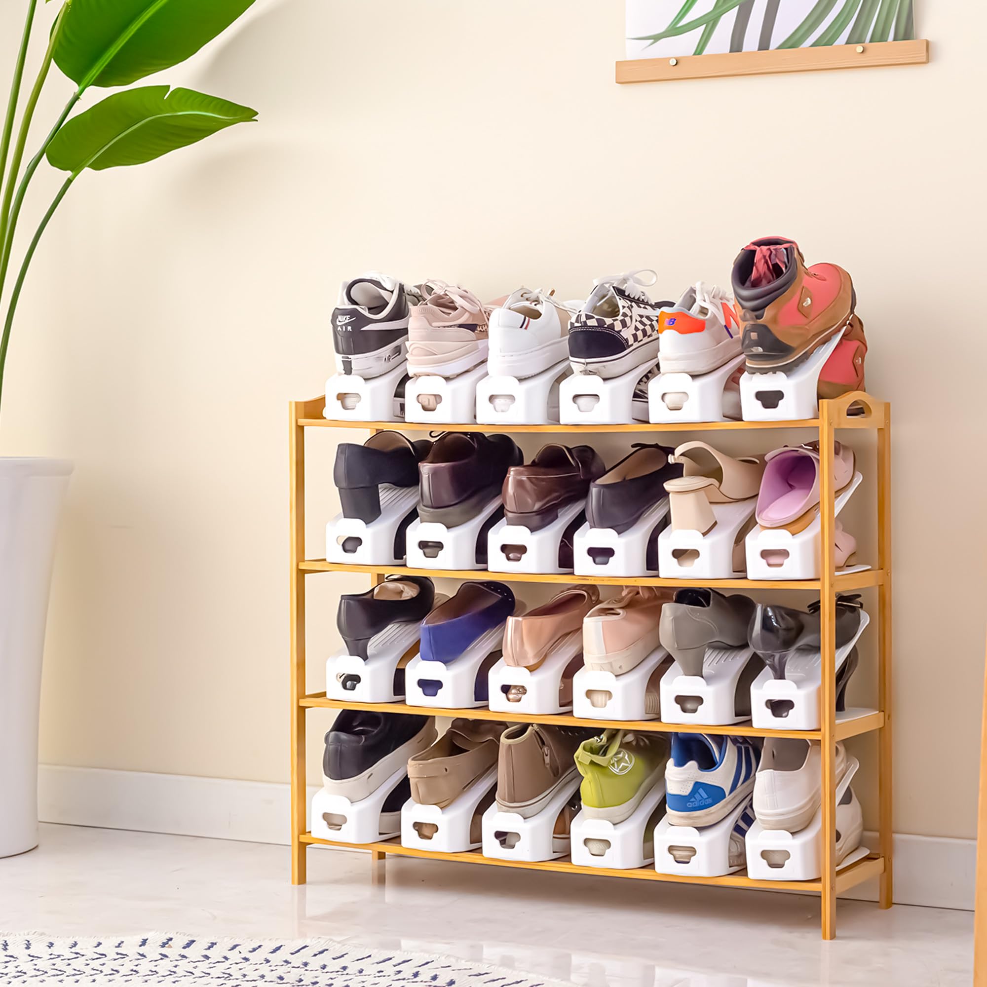 I M HOME LIVING - Value Pack Shoe Slot Organizer 20-Piece Space-Saving Shoe Holders for Maximum Storage (20, White)