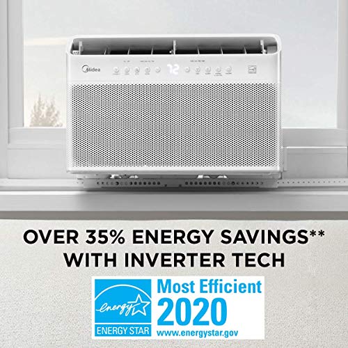 Midea U Inverter Window Air Conditioner 12,000BTU, U-Shaped AC with Open Window Flexibility, Robust Installation,Extreme Quiet, 35% Energy Saving, Smart Control, Alexa, Remote, Bracket Included (Renewed)