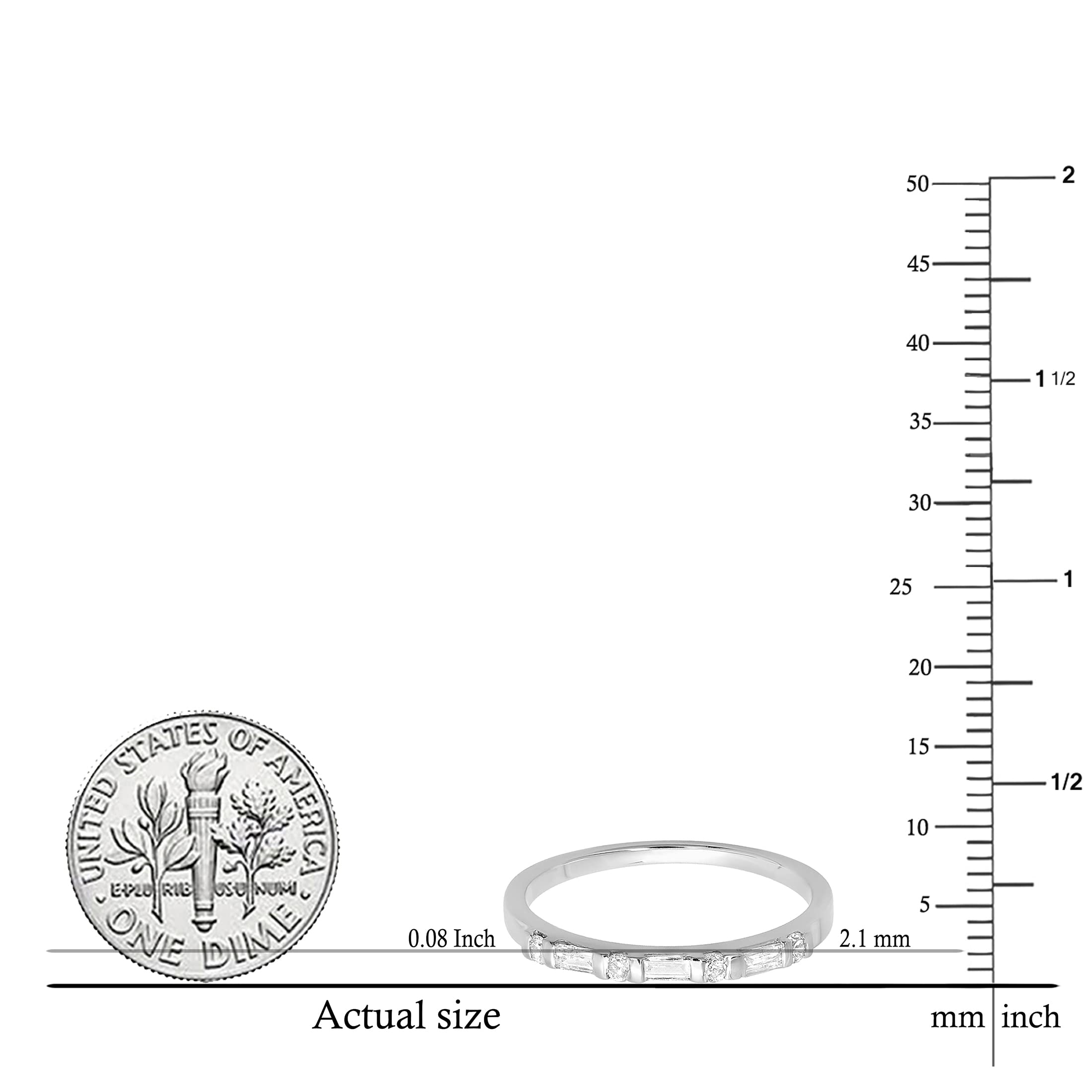 Dazzlingrock Collection 0.20 Carat (Cttw) Round & Baguette White Alternate Diamond Wedding Band for Women in 14K White Gold, Size 7