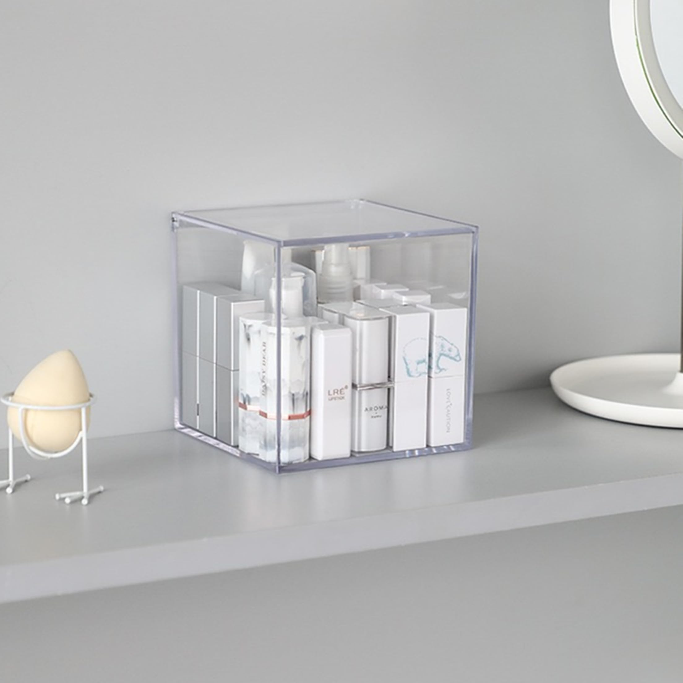 LOVPLAY Large Acrylic Storage Box Coffee Pod Holder Clear Acrylic Hinged Lid Box Organizers Accessories Anti Dust Durable Clear Acrylic Box for House and Office Use, Transparent Box