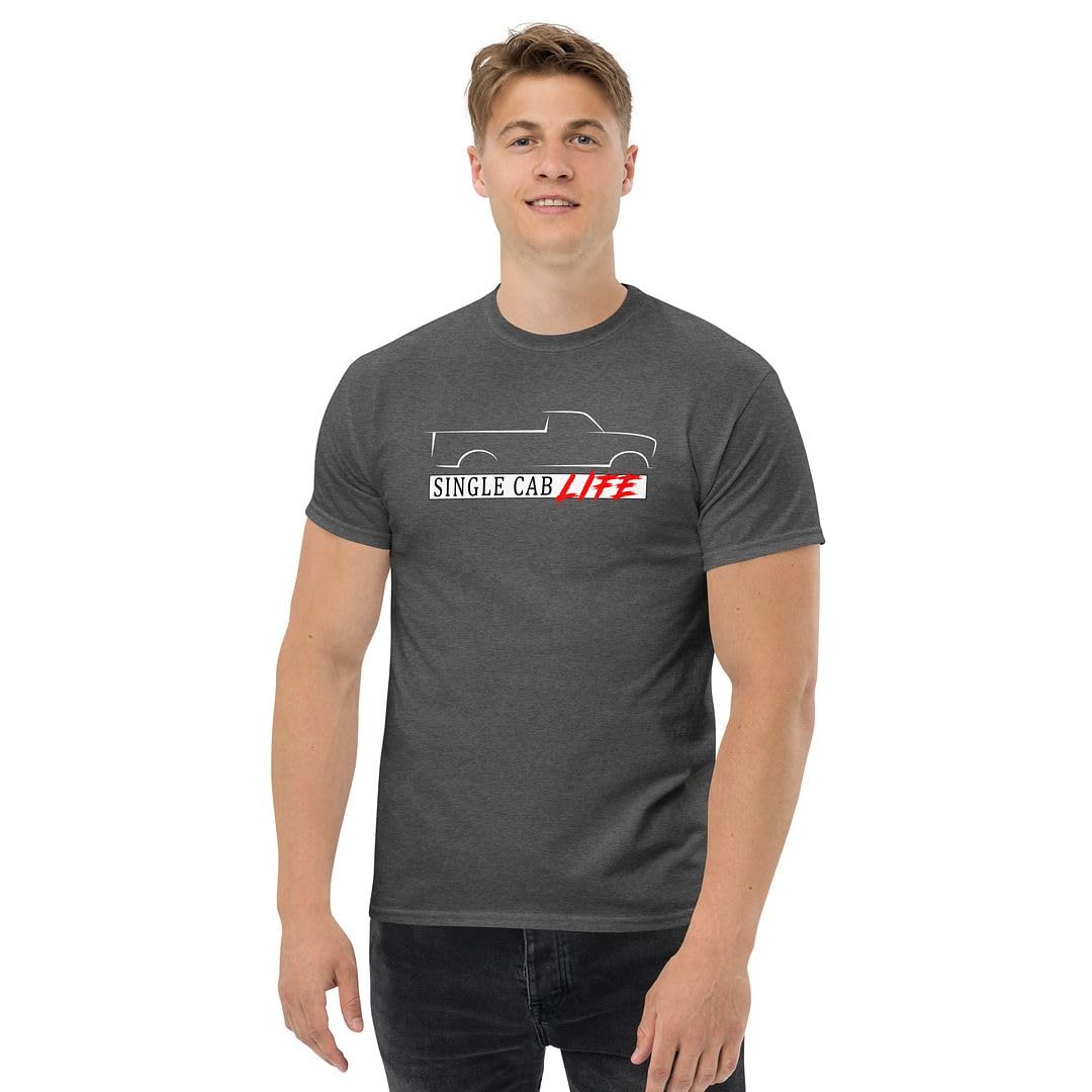 Classic Single Cab Truck T-Shirt, Men's OBS Square Body Regular Cab Truck Owners Shirt - Dark Heather - L
