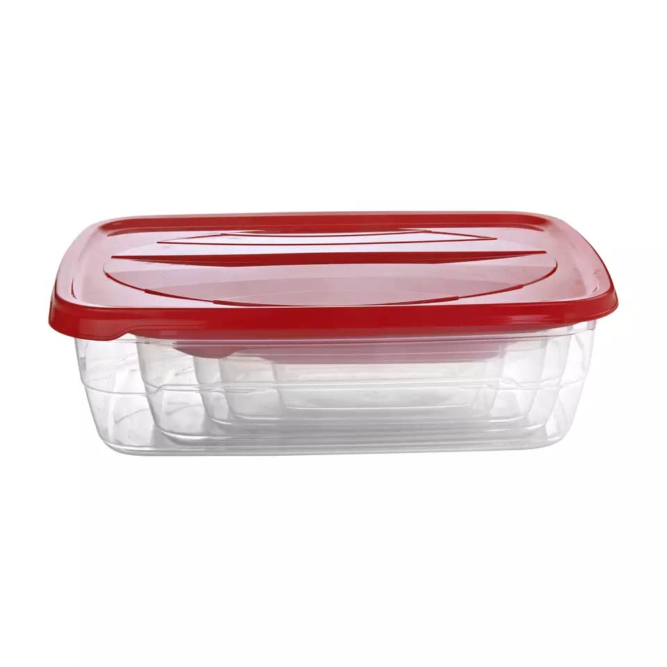 Dialust Rectangular Plastic Food Storage Container with Air Tight Lid Kitchen Food Container Meat Box Fridge and Freezer Storage Boxes Bowl - 225ml, 325ml, 650ml, 1250ml, 2200ml, 3500ml, 6 Pcs, Clear