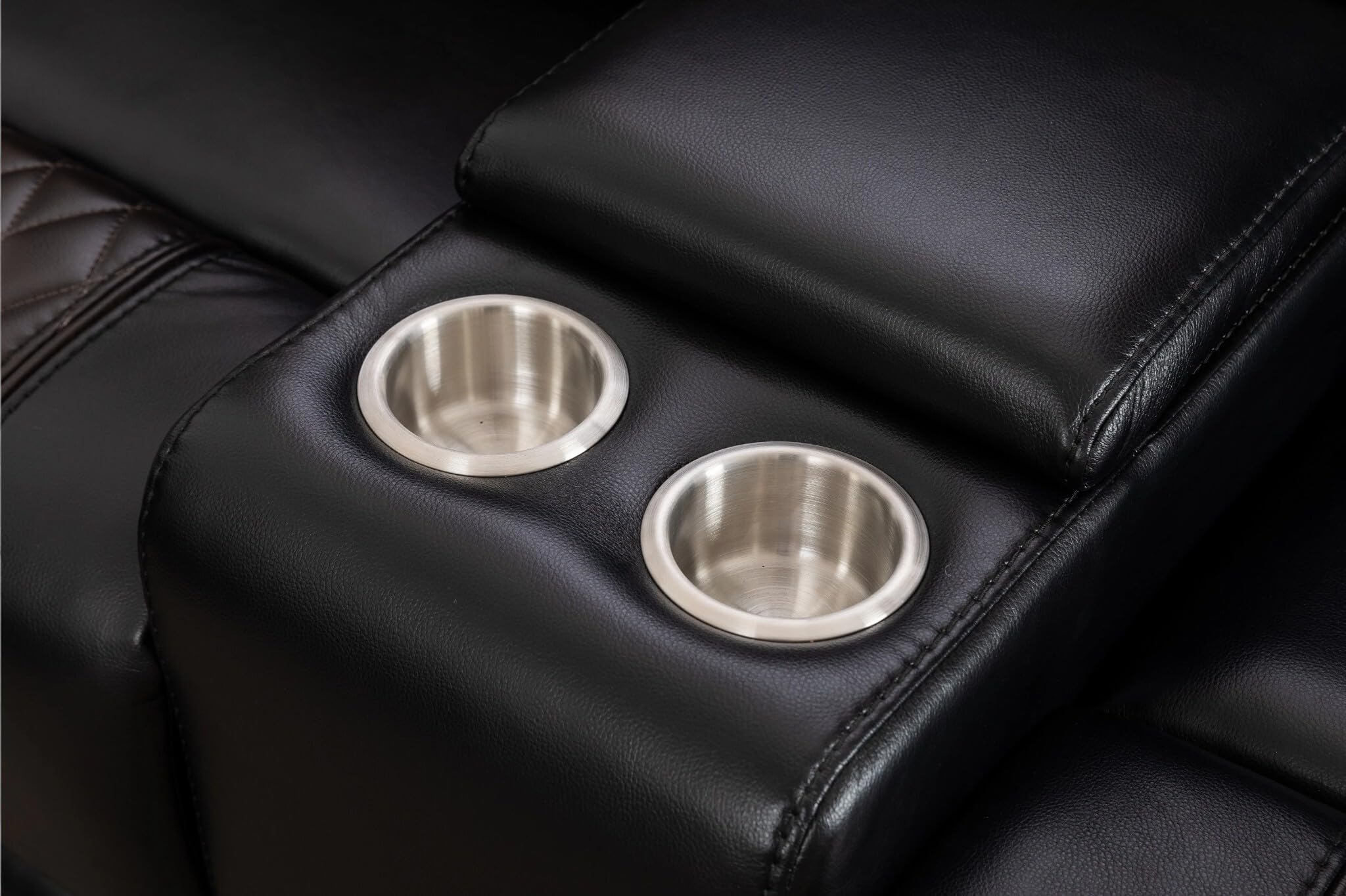 MODCART Manual Leather Recliner Sofa Set, with Drop-Down Table, Cupholders, PU Reclining Sofa Set for 3-Pieces(Sofa+Loveseat+Chair), Leather Recliner Couch Set for Home/Office