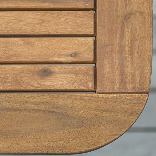 Walker Edison AZW7TXVINBR 6 Person Outdoor Wood Chevron Patio Furniture Dining Set Extendable Table Chairs All Weather Backyard Conversation Garden Poolside Balcony, 7 Piece, Brown