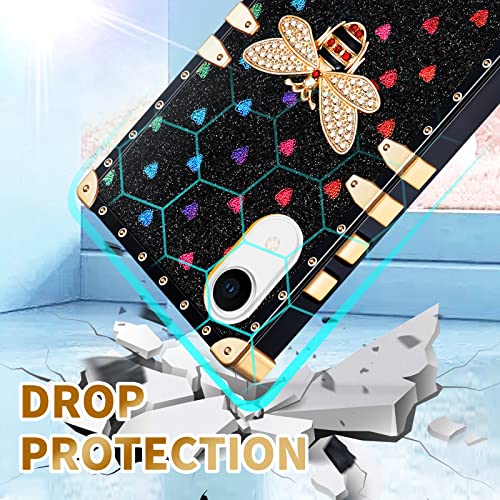 Loheckle for Square iPhone XR Case, Designer Retro Luxury Cases for Women with Ring Stand Holder and Lanyard, Stylish Bee Cute Cover for iPhone XR 6.1 Inch