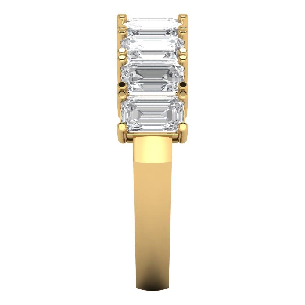 Clara Pucci 2.61 Carat Emerald Cut Clear Simulated Diamond 14k Yellow Gold Eternity Wedding Engagement Designer Anniversary Ring Band Size 6