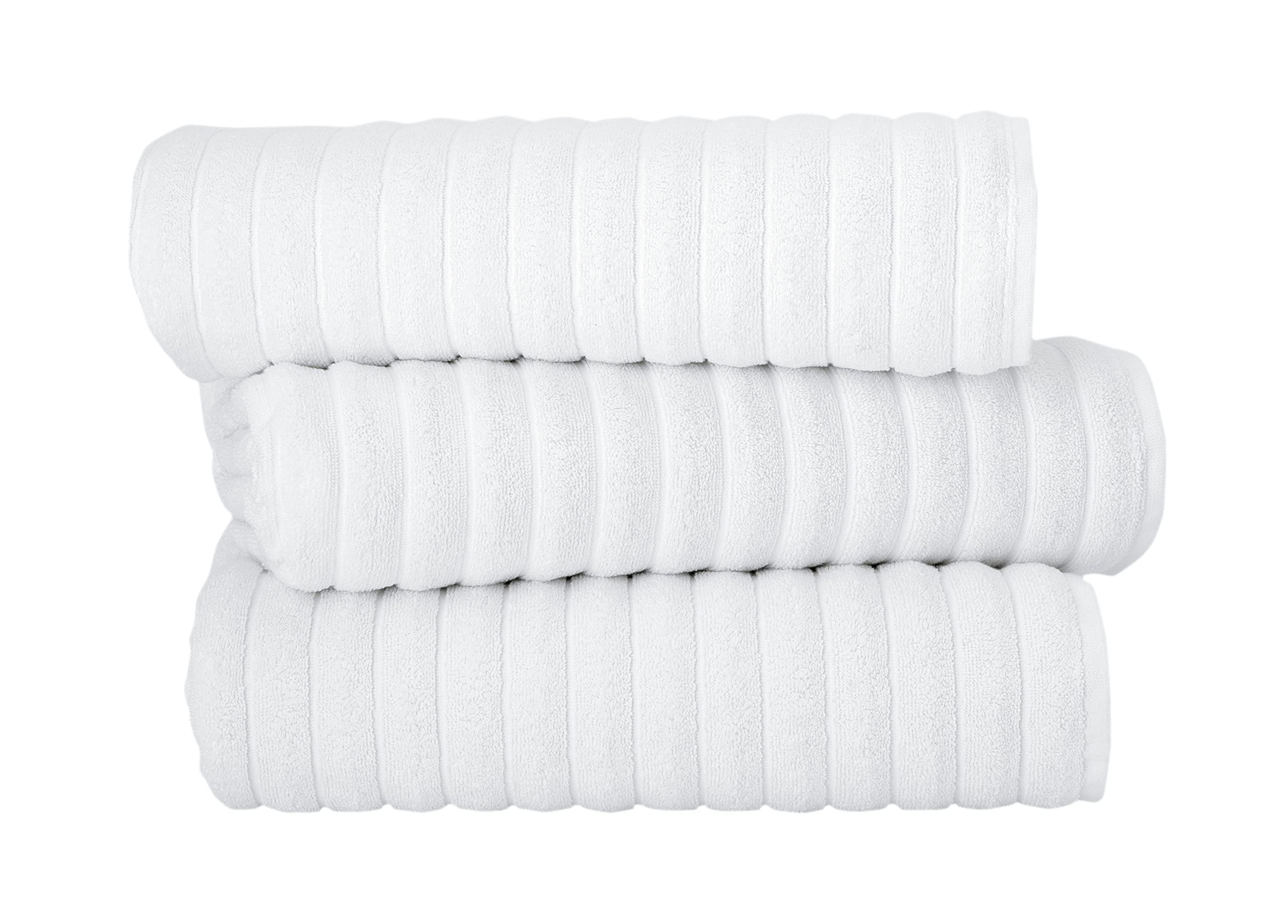 Classic Turkish Towels CTT Bath Sheets - Made with 100% Turkish Cotton, Absorbent & Ultra Comfy Sheets for Hotels & Spa, Set of 3 | 40"x65" (White)