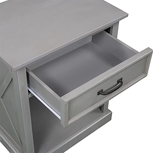 HIGOH Bedside Table Modern Wooden Nightstands Retro Minimalist Bedside Table Gray Storage Cabinet Bed Side Tables Home Bedroom Furniture