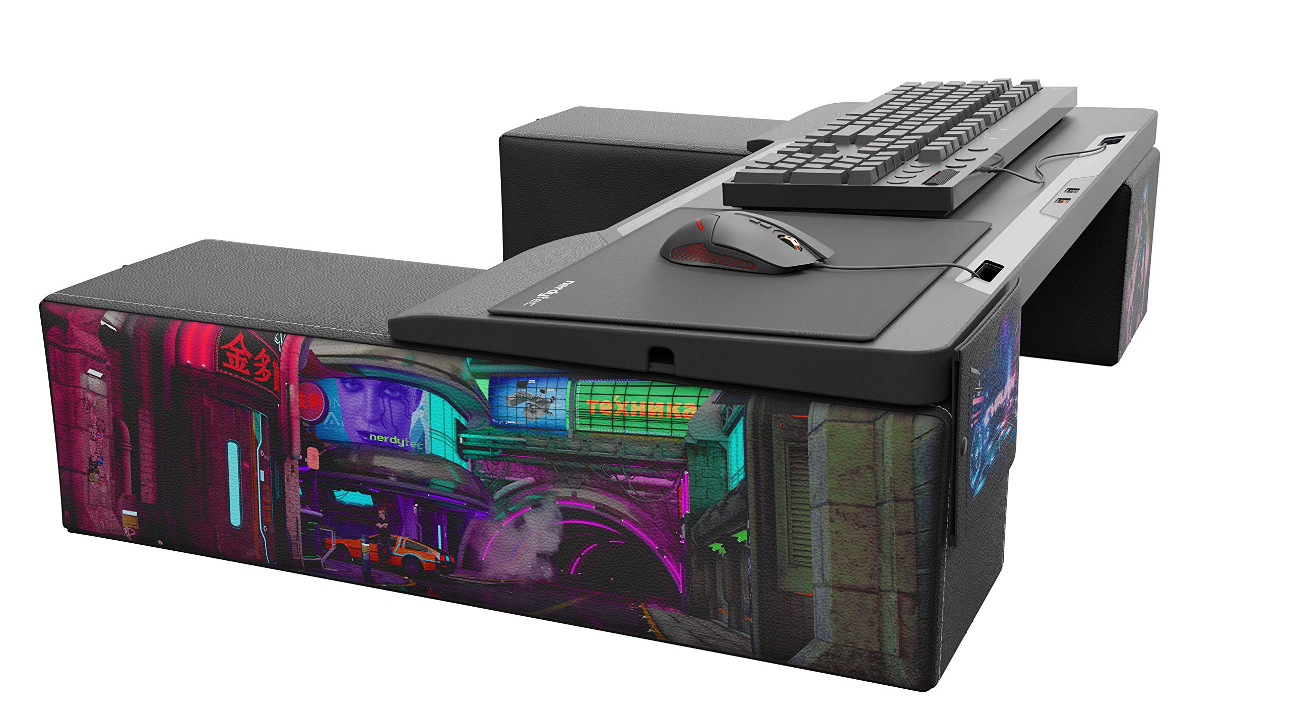 Cyberpunk Couchmaster CYCON² - CYPUNK Limited Edition - Leather Look Black - Couch Gaming USB-Hub Desk for Mouse & Keyboard for PC, PS4/5, XBOX One/Series X