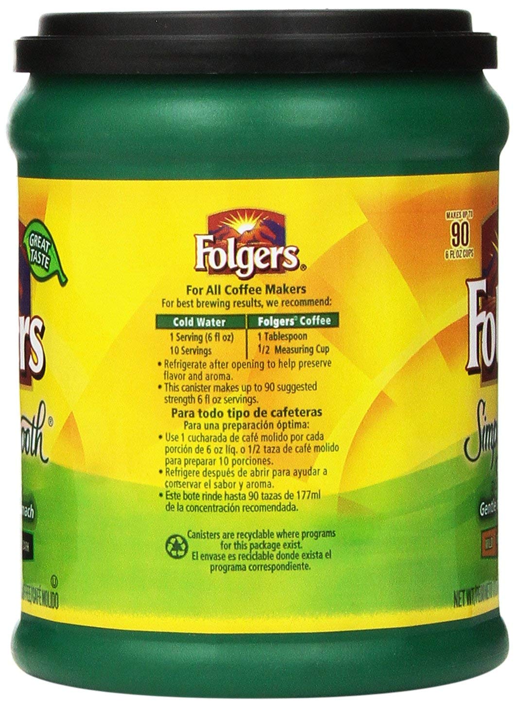 Folgers Simply Smooth Decaf Coffee Mild 4 Pack , Mild Roast, 11.5 Ounce (Packaging May Vary) - 4 Pack Bundle