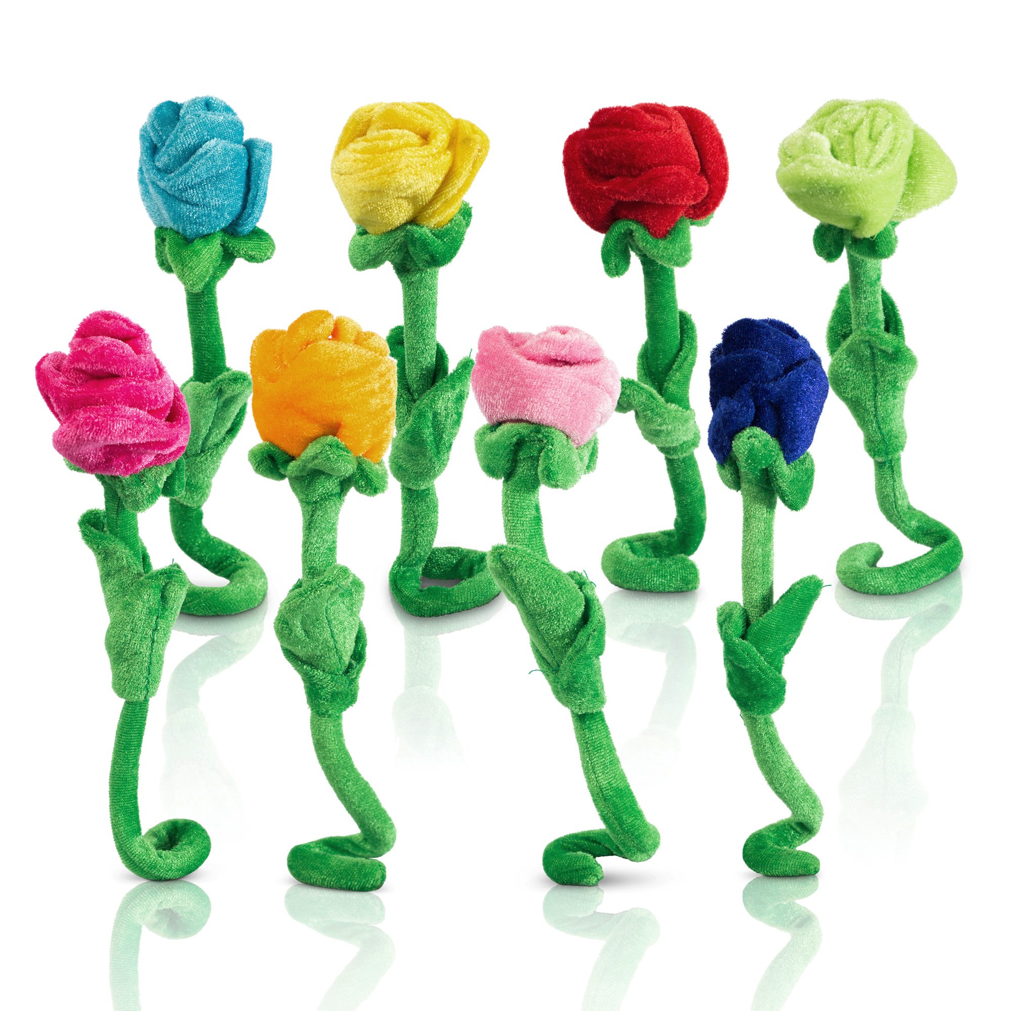 T play Rose Flower Plush Kids : Bendable Stem Stuffed Toy - Soft Felt Bendy Bouquet Set