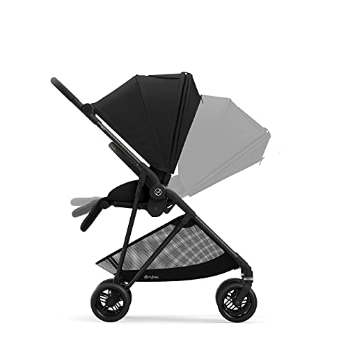 CYBEX Melio 2.0 Carbon Stroller, Ultra-Lightweight Stroller, Compact Full-Size Stroller, Reversible Seat, One Hand Fold, Travel System Ready, Infant Stroller for 6 Months+ -Deep Black