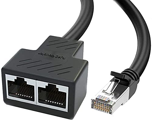 Snlrntin Ethernet Splitter Cable RJ45 Network Adapter, 1 Male to 2 Female LAN Internet Cable Adapter, Suitable Super Cat5, Cat5e, Cat6, Cat7