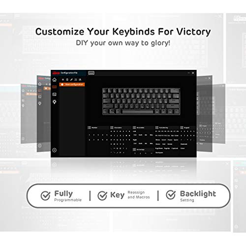 RK ROYAL KLUDGE RK61 Wireless 60% Triple Mode BT5.0/2.4G/USB-C Mechanical Keyboard, 61 Keys Bluetooth Mechanical Keyboard, Compact Gaming Keyboard with Software (Hot Swappable Blue Switch, White)