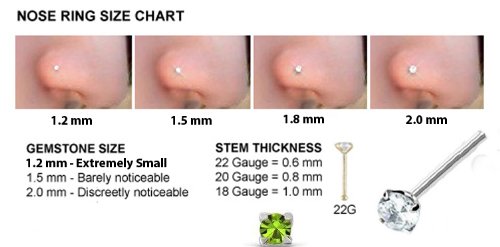 Clear Cz 925 Sterling Silver Nose Ring 1.5mm Prong Round Setting Straight Ended 3/8" 10 Pcs Set 1