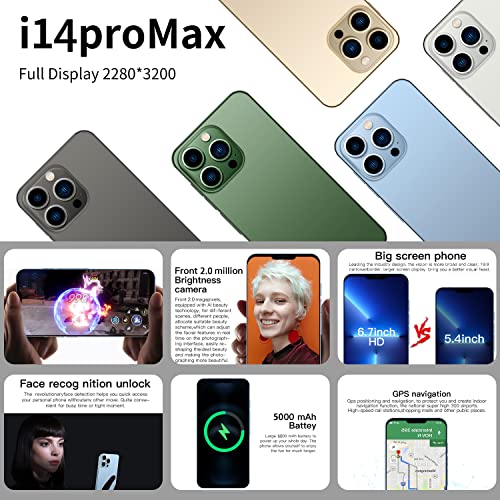 QIMHAI 6.7Inch ip14pro Unlocked Cell Phone Android Phones 2GB RAM+16GB ROM Full Screen Straight Talk Phone Dual Sim Boost Mobile Phones Smart Phones Unlocked New for Android10.0 (Black)
