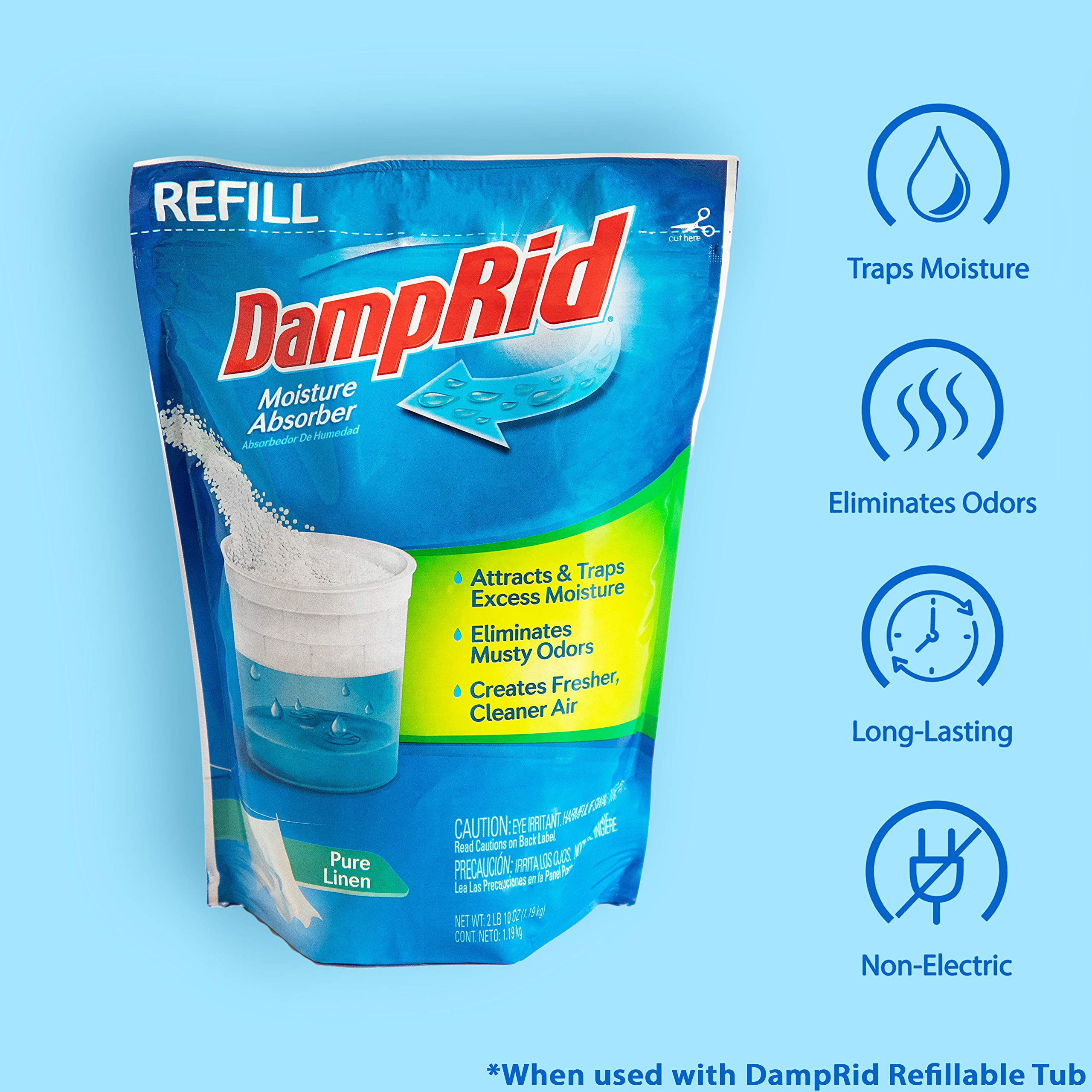 DampRid Pure Linen Moisture Absorber - 42 oz. Refill Bag β Attracts & Traps Moisture for Fresher, Cleaner Air