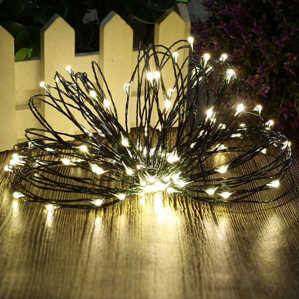 ER CHEN Battery Operated String Lights, 33ft/10m 100 LED Dimmable Fairy Lights with Remote/Timer, Waterproof Green Copper Wire Christmas Lights for Bedroom, Patio, Wedding, Party (Multicolor)
