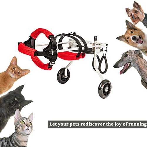 QingYi Dog Wheelchair , Adjustable Animal Exercise Wheels,Cart Pet Wheelchair for Handicapped Hind Legs Small Pet/Cat/Dog Red
