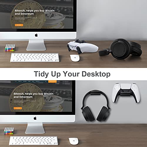 FINPAC Foldable Game Controller Holder - Pack of 2 Universal Wall Mount Controller Stand Hangers for Xbox 360/Xbox One/S/X/Elite/Series X/Series S/PS5/PS4/PS3/Switch Pro Wired/Wireless Gamepad